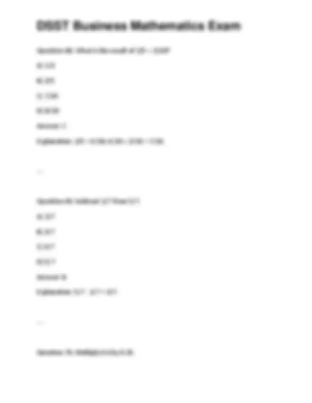 DSST Business Mathematics Exam | Exams Technology | Docsity