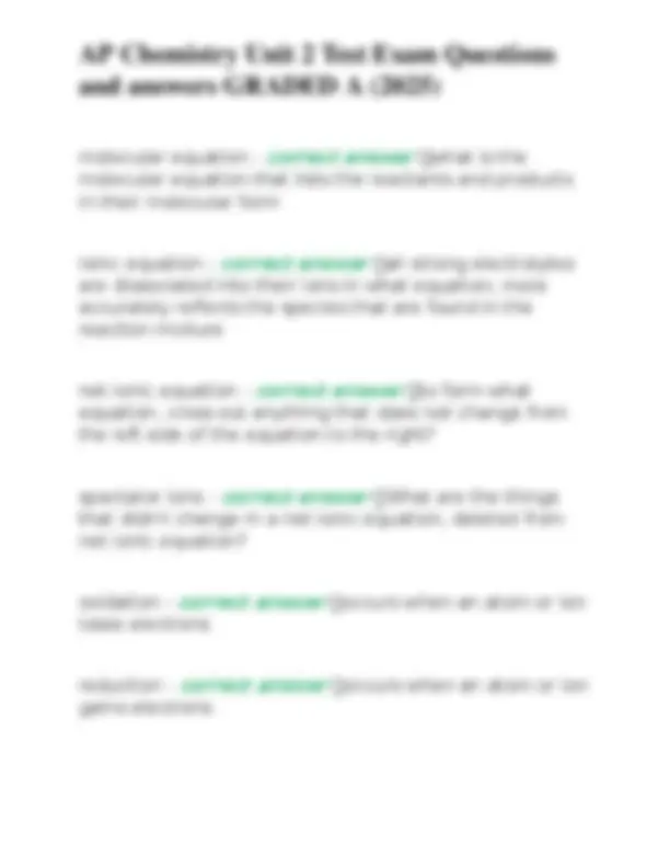 AP Chemistry Unit 2 Test Exam Questions and answers GRADED A (2025 ...