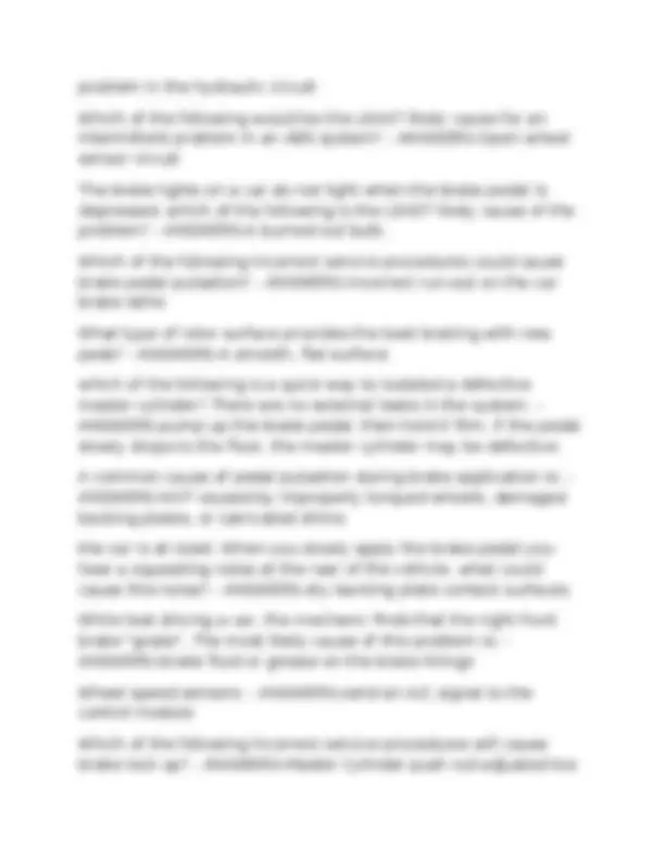Michigan State Brakes Certification Exam Questions Complete Solutions ...