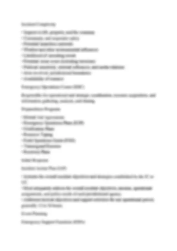 NIMS - ICS TEST STUDY GUIDE | Exams Public Health | Docsity