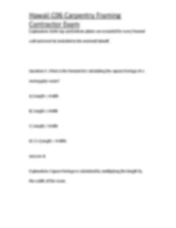 Hawaii C06 Carpentry Framing Contractor Exam | Exams Technology | Docsity