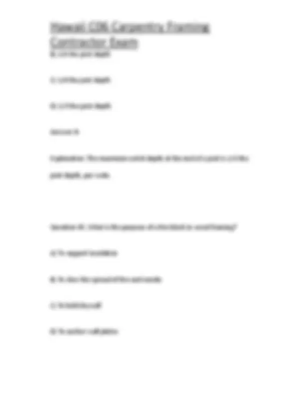 Hawaii C06 Carpentry Framing Contractor Exam | Exams Technology | Docsity