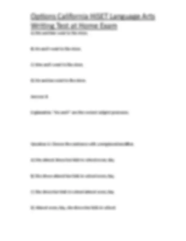 Options California HiSET Language Arts Writing Test at Home Exam ...