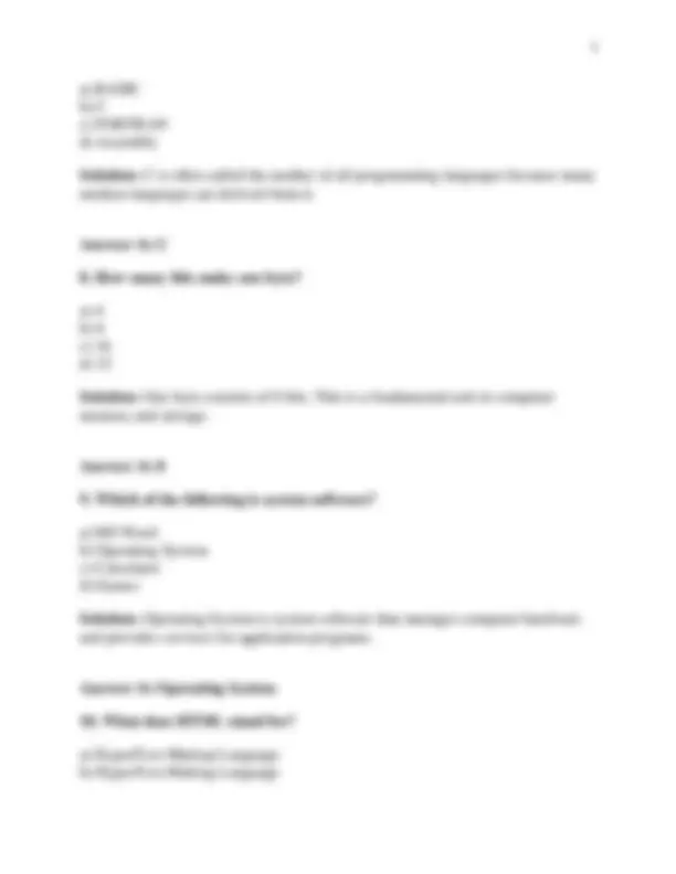 Computer Science Multiple Choice Questions with Solutions | Exercises ...