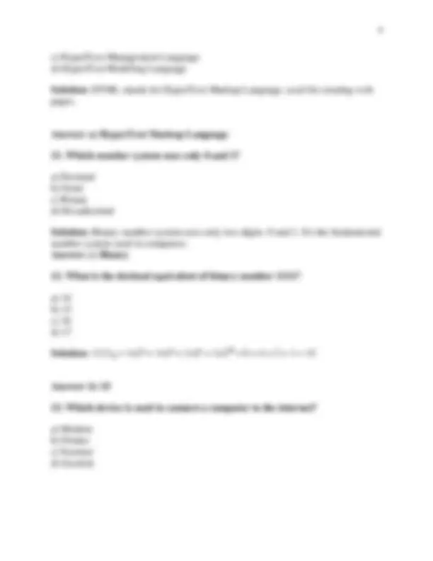 Computer Science Multiple Choice Questions with Solutions | Exercises ...