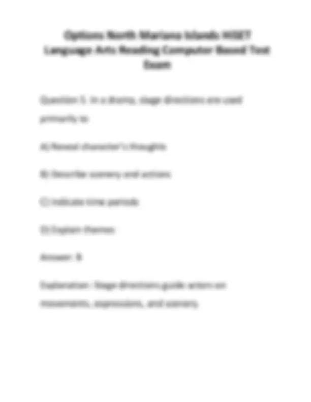 Options North Mariana Islands HiSET Language Arts Reading Computer ...