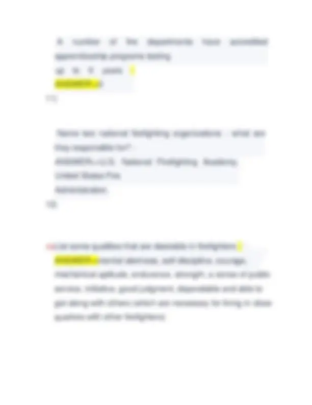 FIREFIGHTER 1 TEST 1 STUDY GUIDE EXAM QUESTIONS WITH COMPLETE SOLUTIONS ...