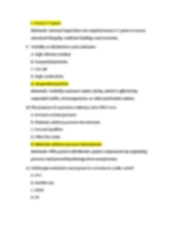 Texas Water Distribution System Operator Class A Exam Questions and ...