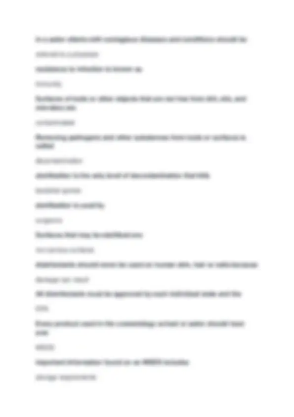 COSMETOLOGY STATE BOARD EXAM- INFECTION CONTROL- PRINCIPLES AND ...