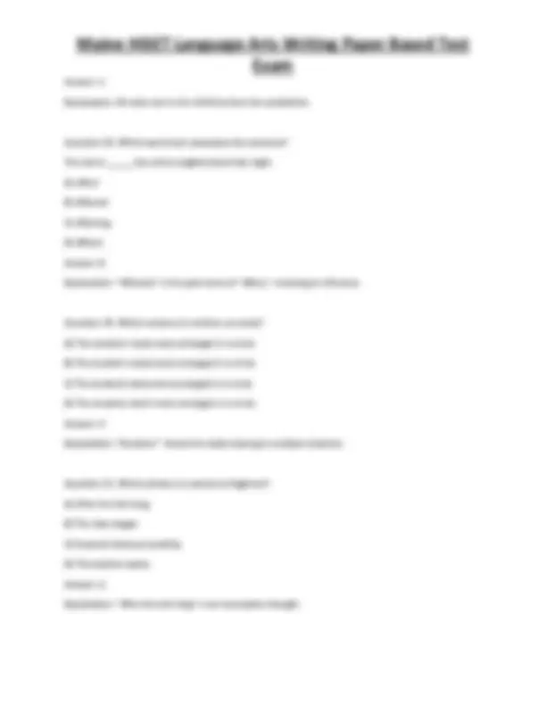 HiSET Language Arts Writing Practice Test | Exams Technology | Docsity