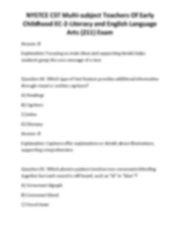 NYSTCE CST EC-2 Literacy and English Language Arts Exam Questions ...