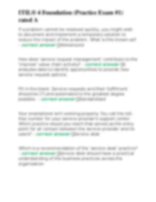 ITIL 4 Foundation Practice Exam Questions and Answers | Lecture notes ...