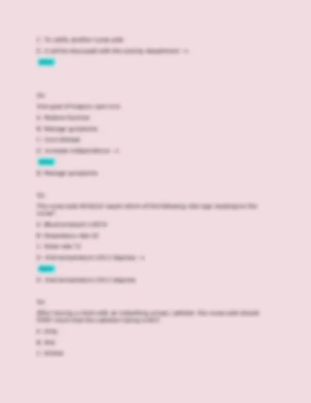 CNA Practice Exam Questions and Answers | Exams Nursing | Docsity