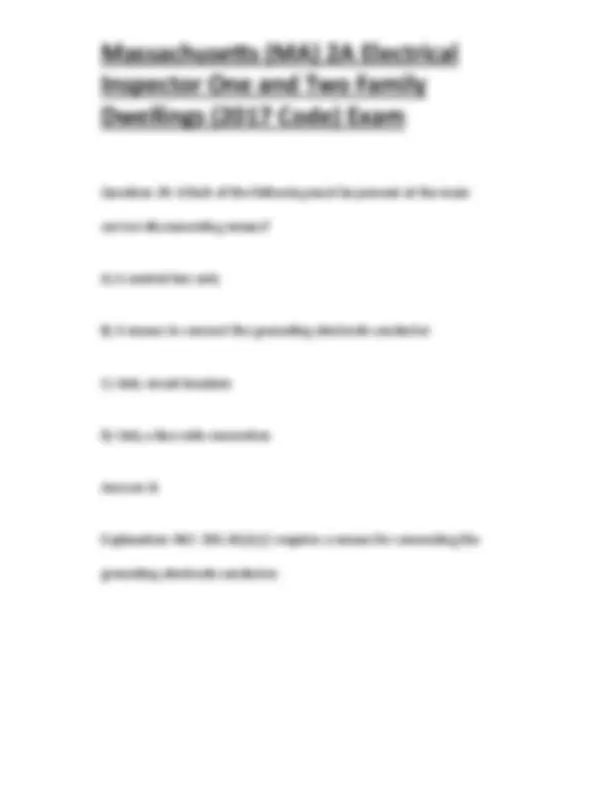 Massachusetts 2A Electrical Inspector Exam Questions (2017 Code ...