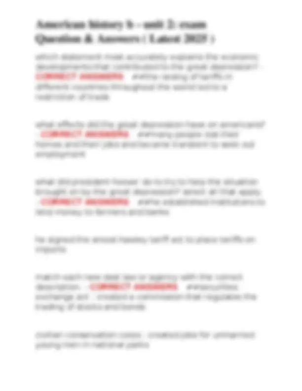 American History Unit 2 Exam Q&A (2025) | Exams Nursing | Docsity