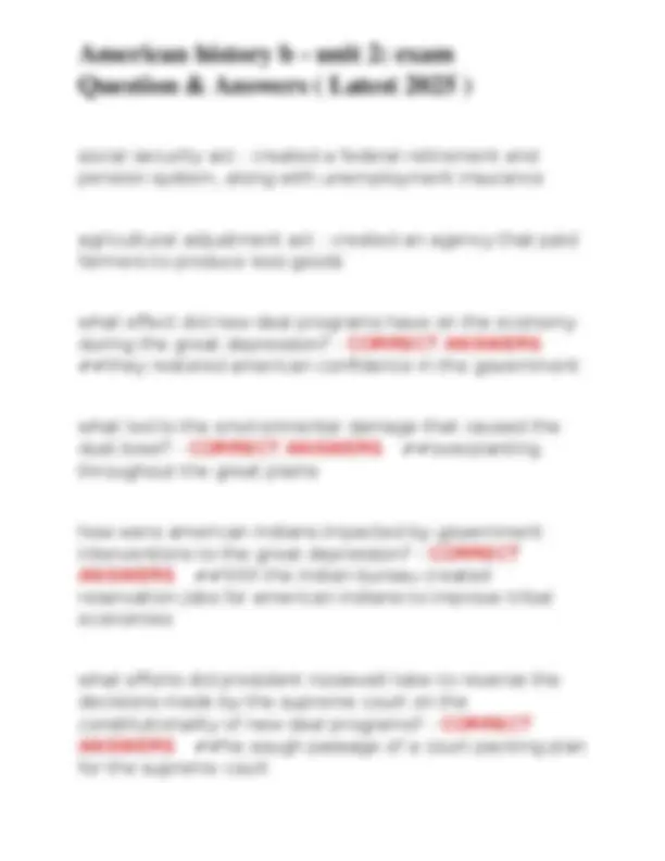 American History Unit 2 Exam Q&A (2025) | Exams Nursing | Docsity