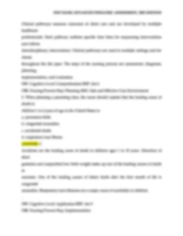 Advanced Pediatric Assessment 3rd Edition Chiocca Test Bank | Nursing ...