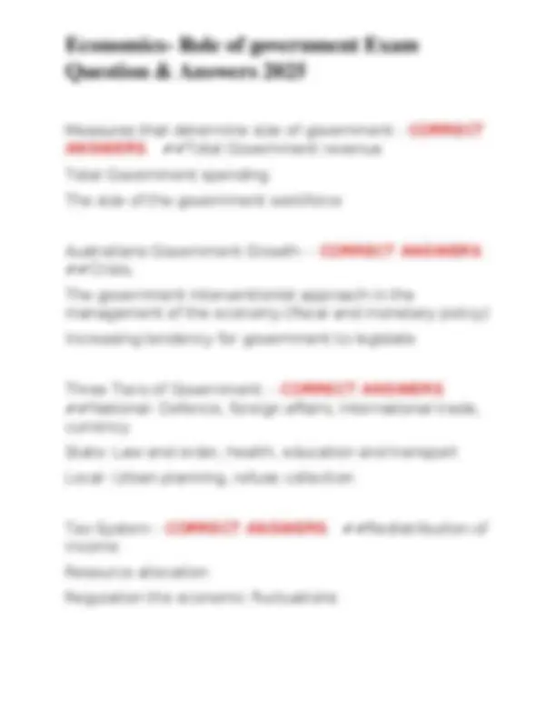 Economics Exam Questions and Answers: Government's Role in the Economy ...