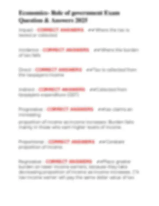 Economics Exam Questions and Answers: Government's Role in the Economy ...