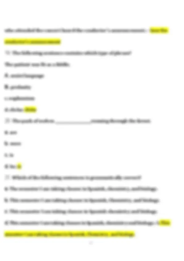 Grammar Practice Test | Exams Grammar and Composition | Docsity