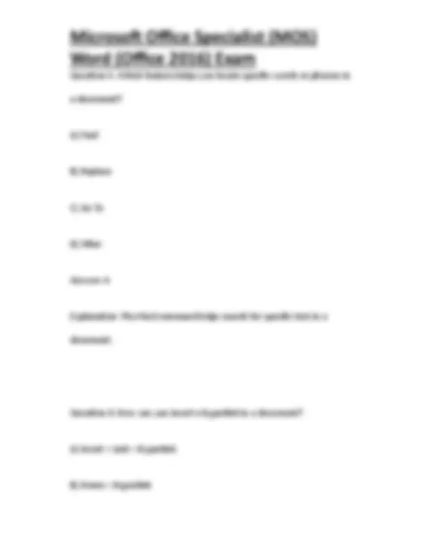 Microsoft Office Specialist (MOS) Word (Office 2016) Exam | Exams ...