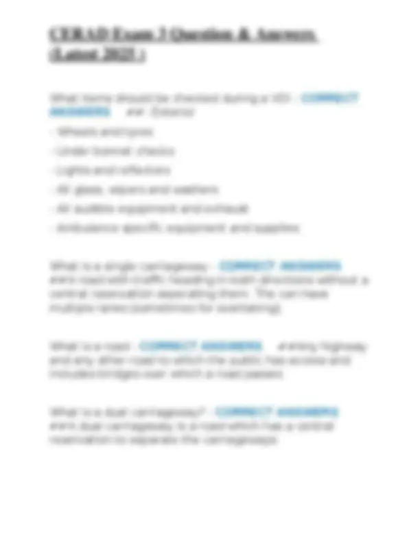 CERAD Exam 3: Comprehensive Q&A for Driving Regulations and Emergency ...