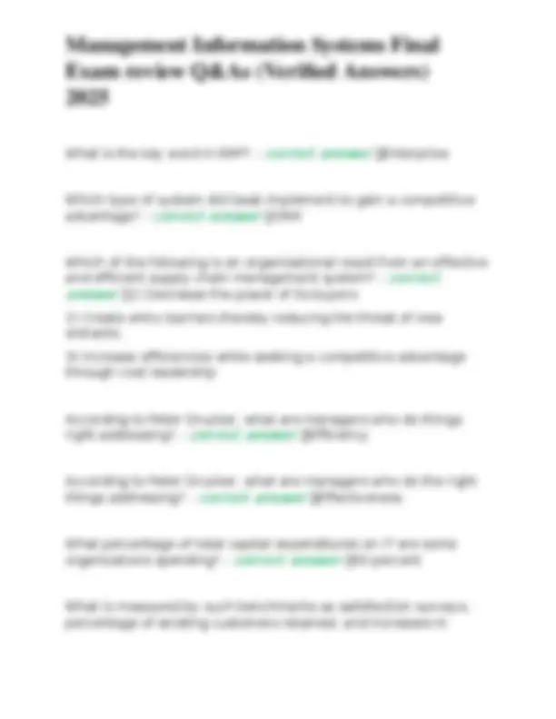 Management Information Systems (MIS) Final Exam Q&A Review 2025 | Exams ...