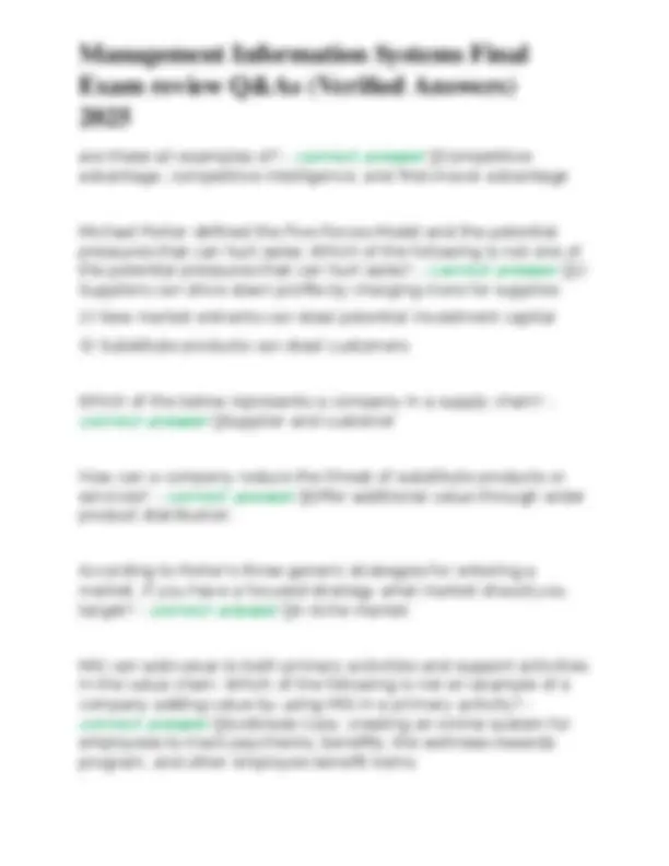 Management Information Systems (MIS) Final Exam Q&A Review 2025 | Exams ...