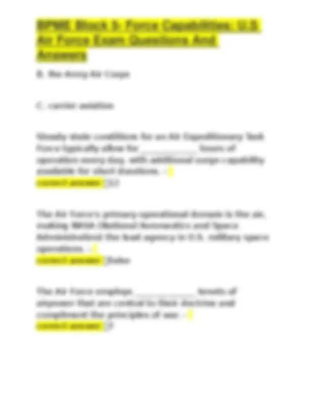 U.S. Air Force Force Capabilities Exam Questions and Answers | Exams ...