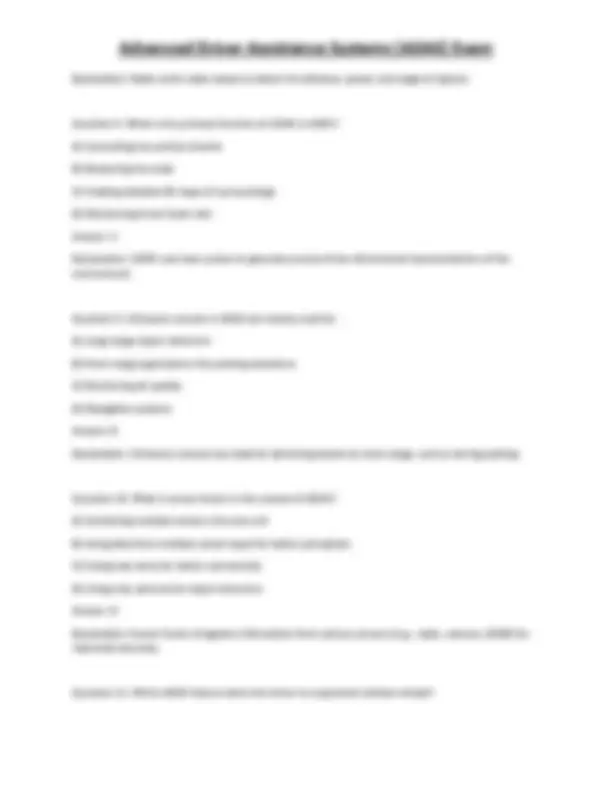 Advanced Driver Assistance Systems (ADAS) Exam | Exams Technology | Docsity