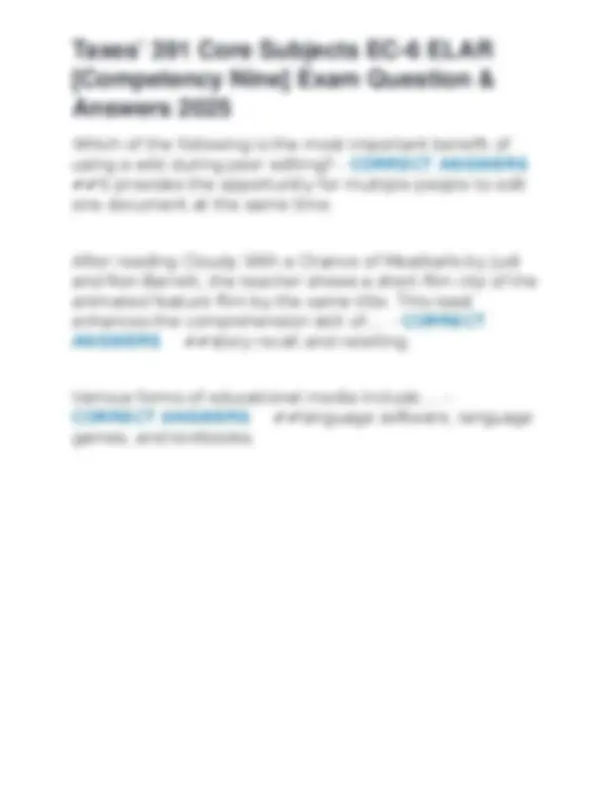 EC-6 ELAR Exam Questions and Answers 2025 | Exams Nursing | Docsity