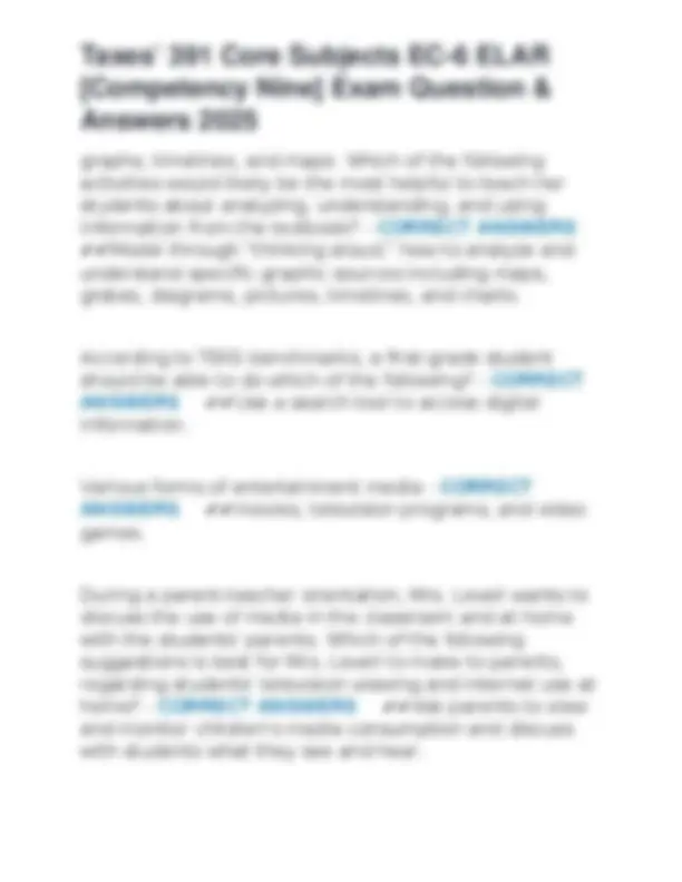EC-6 ELAR Exam Questions and Answers 2025 | Exams Nursing | Docsity