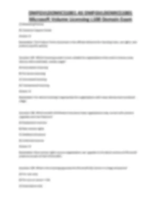 Microsoft Volume Licensing L100 Domain Exam Questions and Answers ...