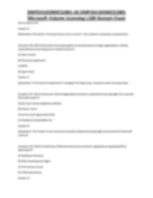Microsoft Volume Licensing L100 Domain Exam Questions and Answers ...