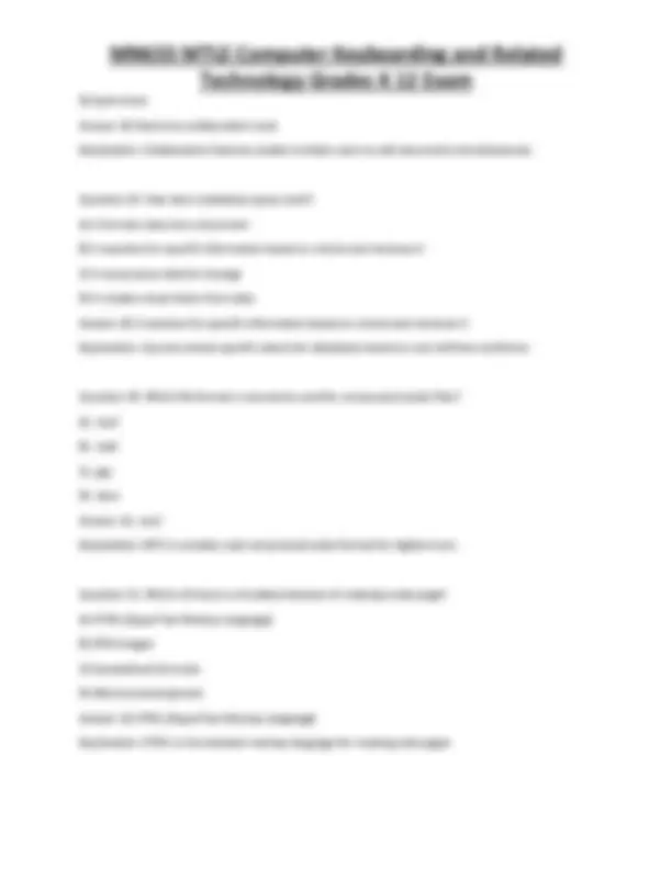 Computer Keyboarding and Related Technology Exam Questions for Grades K ...