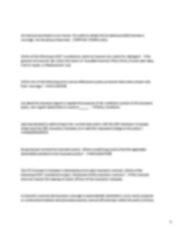 Texas Insurance License Exam Questions 2025 | Exams Business | Docsity