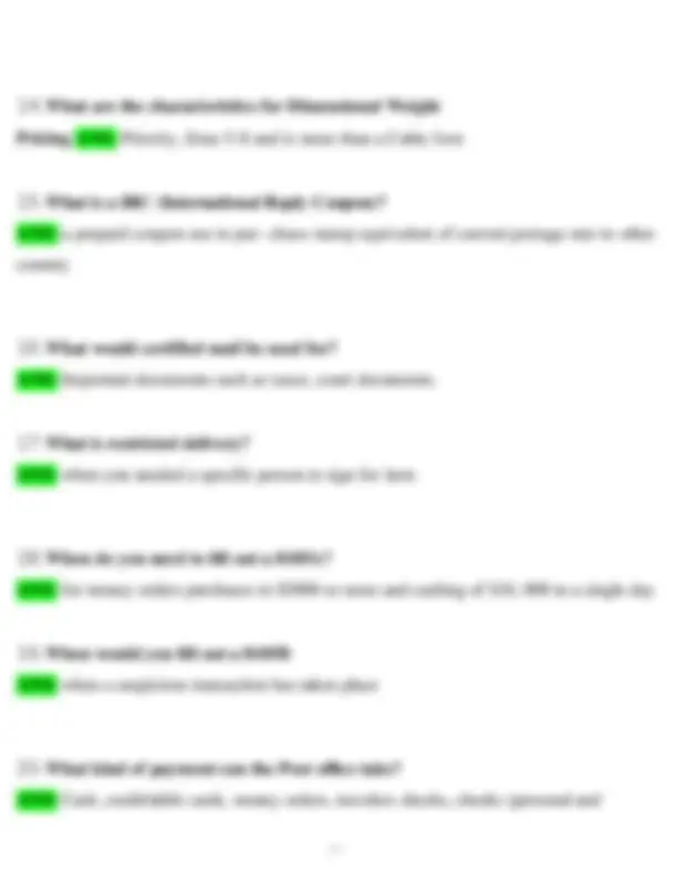 USPS Exam Questions and Verified Answers: A+ Grade Study Guide | Exams ...