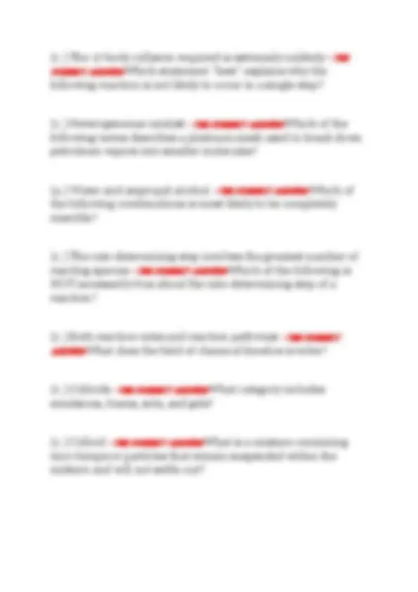 Chemistry Test 8 Study Guide: Questions and Answers | Exams Chemistry ...