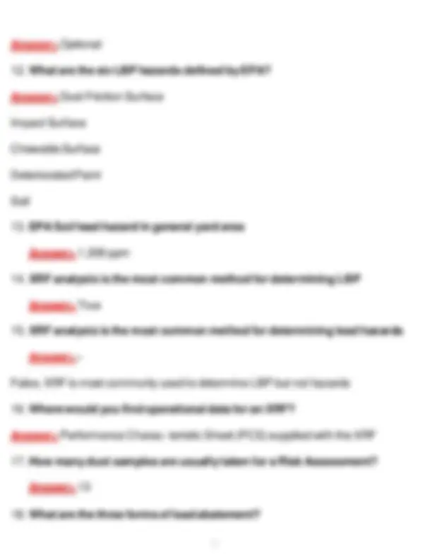 EPA Lead Risk Assessor Exam Study Guide (Latest 2026/2027) Complete ...