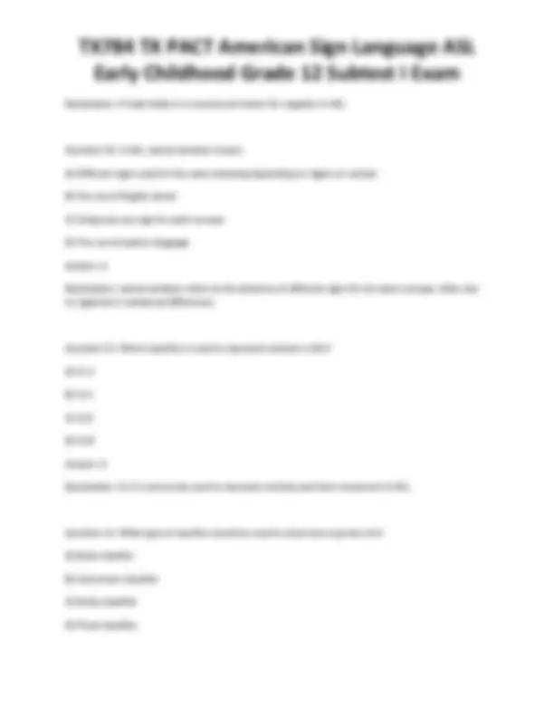 TX784 TX PACT American Sign Language ASL Early Childhood Grade 12 ...