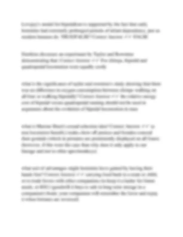 Anthropology Exam 2: Questions and Answers on Bipedalism and Hominin ...