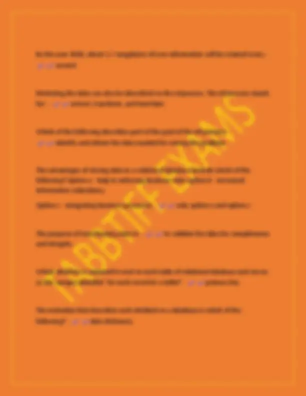 Data Analytics Exam 1 Revision Questions for 2025 | Exams Data Mining | Docsity