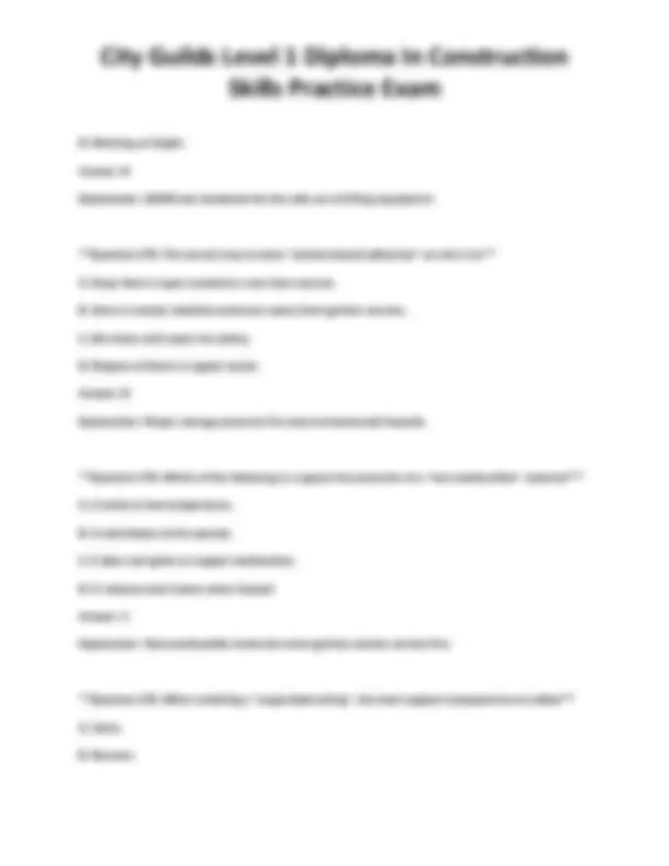 City Guilds Level 1 Diploma In Construction Skills Practice Exam ...