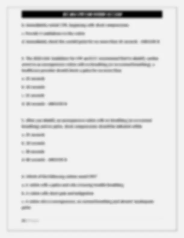BLS AHA/CPR Exam Questions and Answers 2025/2026 | Exams Medicine | Docsity