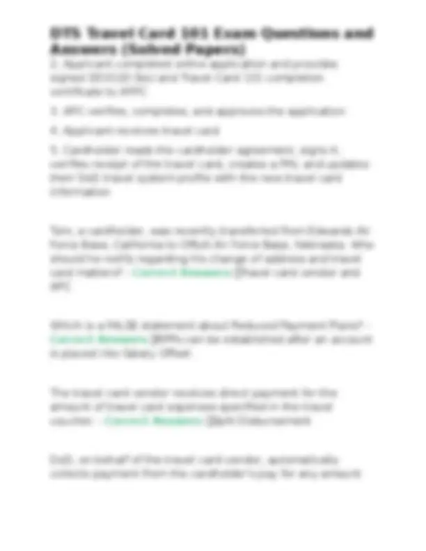 DTS Travel Card 101 Exam: Questions and Answers (Solved) | Exams ...