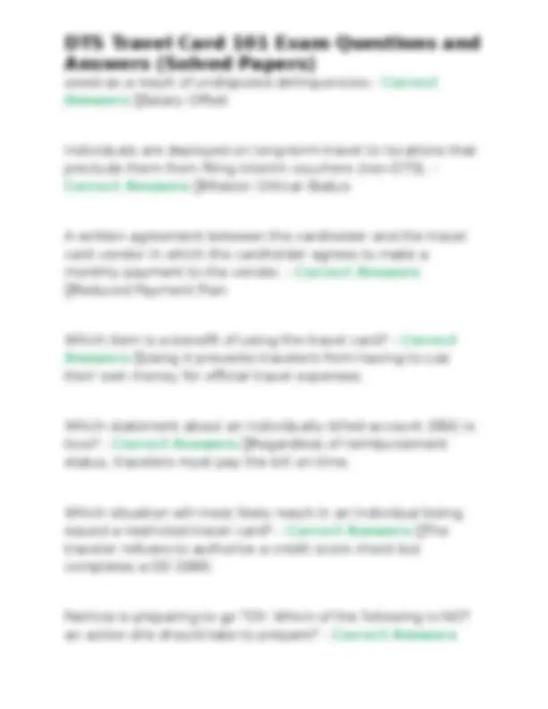 DTS Travel Card 101 Exam: Questions and Answers (Solved) | Exams ...