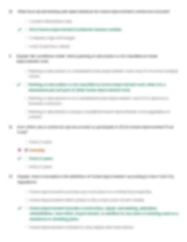 Home Improvement Contractor Practice Study Guide 2025 Taken by ...