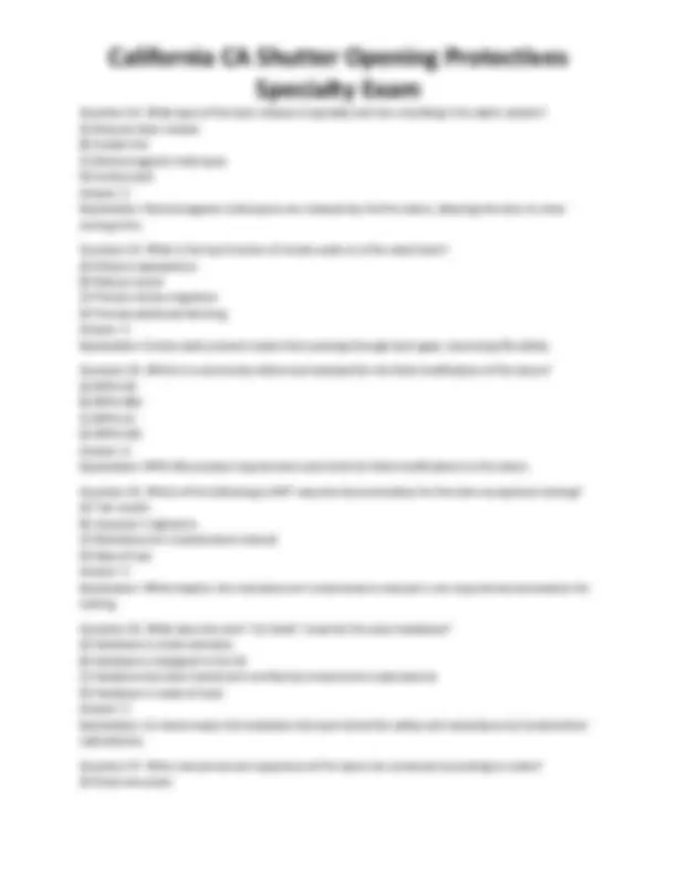 California Shutter Opening Protectives Specialty Exam Questions and ...