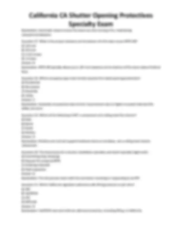 California Shutter Opening Protectives Specialty Exam Questions and ...