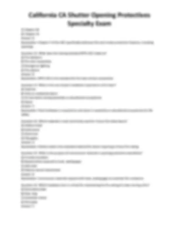 California Shutter Opening Protectives Specialty Exam Questions and ...